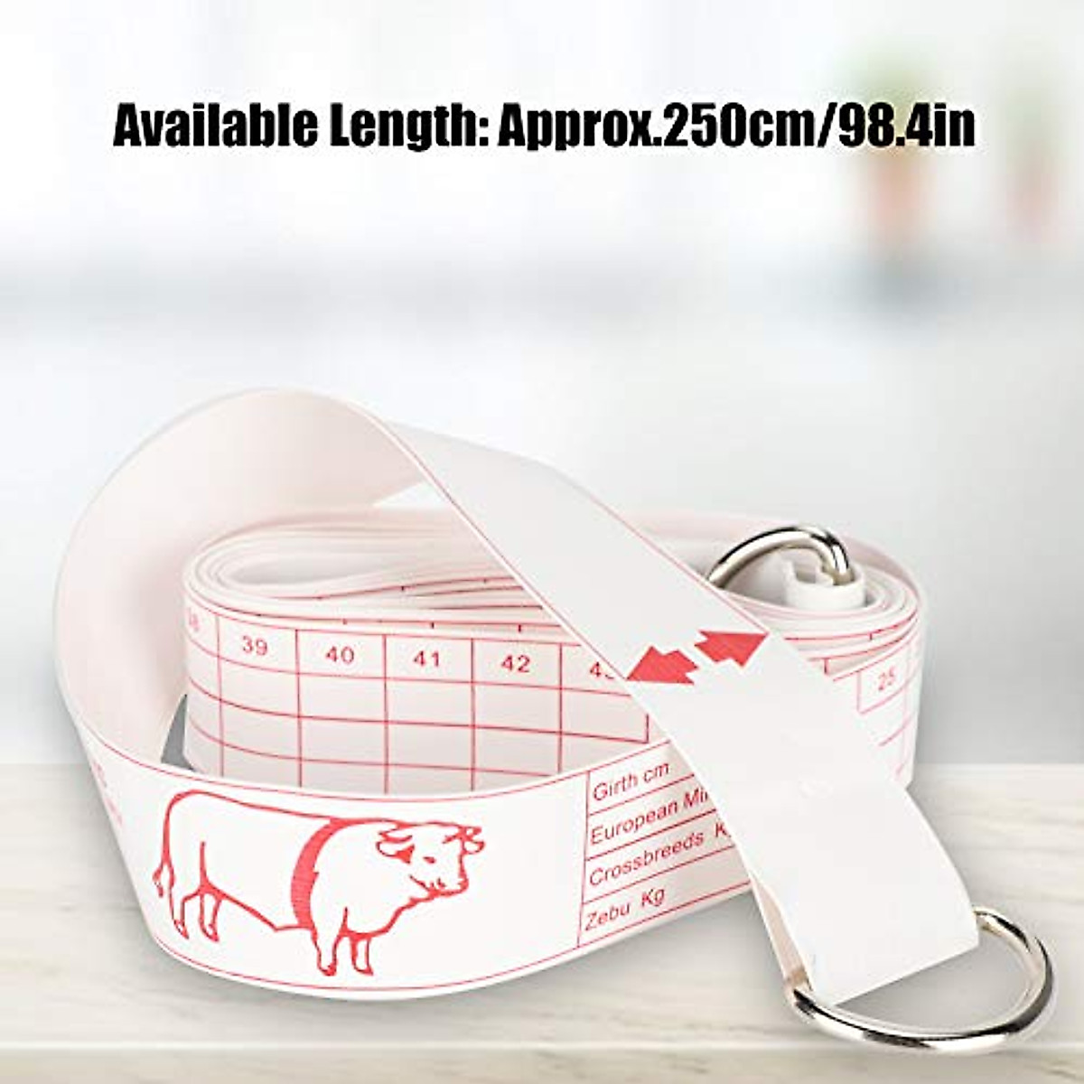 Cattle Weight Measuring Tape, 2.5m Livestock Tape Measure, Soft PVC Animal Bust Weight Contrast Ruler Farm Equipment for Pig Cattle Horse Pony Pig