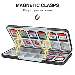 HEIYING Game Card Case for Nintendo Switch& Switch OLED& Switch Lite,Portable Switch Game Memory Card Storage with 24 Game Card Slots and 24 Micro SD Card Slots.