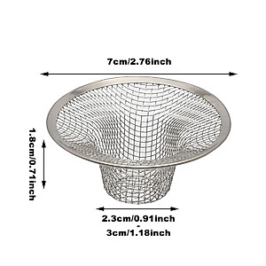 kdhgoo Bathroom Sink and Tub Mesh Drain Strainer, 1/2 Pcs Shower Drain Cover for Bathtub, Kitchen Sink Strainer, Stainless Steel Bathroom Sink Hair Catcher Strainer