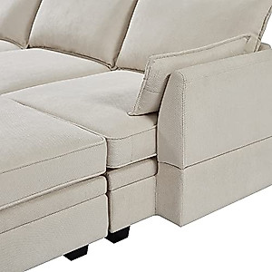 YUNLife&Home U-Shaped Oversized Modular Sectional Sofa,Convertible Sleeper Couch Bed with Reversible Chaise Lounge,Upholstered Tufted Cushion 6-Seat Sofá&Couches for Living Room Furniture Set