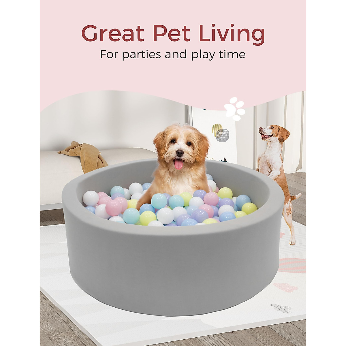 HOFISH Foam Playset with Ball Pit for Toddler Children, Playset Designed Easy to Clean or Install, Children Indoor Active Climbing Crawling and Playing -(Balls NOT Included) (Light Gray, 1PC)