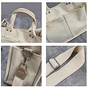 GK-O Women Canvas Handbag Shoulder Bags Simple Multi Pocket Messenger Bag Large Capacity Shoulder Bag Hobo Bag (Black)