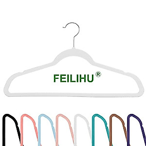 Velvet Clothes Hangers (50 Pack) Heavy Duty Durable Suit Hanger Vibrant Color Hangers Lightweight Space Saving Coat Hangers for Closet -White