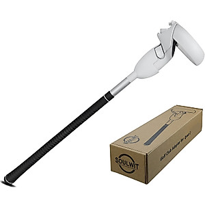 SOULWIT Golf Club Adapter Handle Attachment for Oculus (Meta) Quest 2 (Right-Hand Controller), VR Golf Grip Extension Accessory, Easy Installation - White