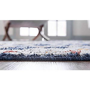 Unique Loom Morocco Collection Abstract Border, Diamond, Bohemian Area Rug (9' 0 x 12' 0 Rectangular, Multi/ Blue)
