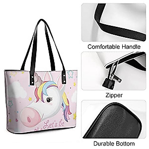 Womens Handbag Unicorn Leather Tote Bag Top Handle Satchel Bags For Lady