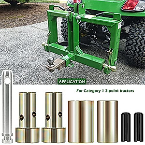 S07070200 Top Link Pin & TK95029 Quick Hitch Bushing Kit Heavy Duty Steel for Category I 3-Point Hitch Tractors