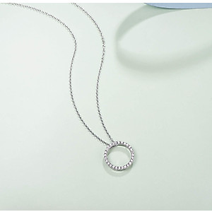 AGVANA Sterling Silver Circle Necklace for Women 5A Cubic Zirconia CZ Halo Open Eternity Circle Dainty Pendant Anniversary Jewelry for Her Birthday Gifts for Women Mom Wife Yourself