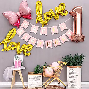 AnnoDeel 2pcs 41inch Love Foil Balloons,Gold Love Mylar Letter Balloons Big Banner Romantic Wedding Anniversary Decor Bridal Shower Birthday Party decorations