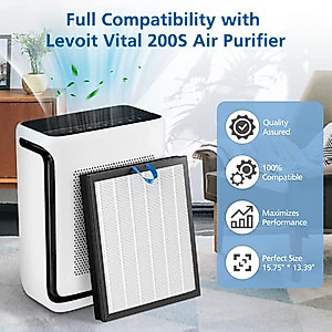 2 Pack Vital 200S Replacement Filter Compatible with LEVOIT Vital 200S Air Purifie-r, 3-in-1 H13 Grade True HEPA, High-Efficiency Activated Carbon Vital 200S-P Replacement Filter, Vital 200S-RF