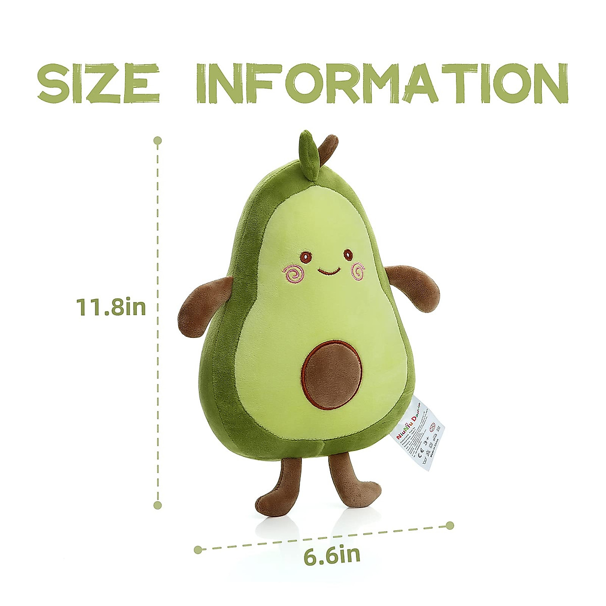 Niuniu Daddy Avocado Stuffed Animal 11.5 inch Plushies Squishy Snuggle Plush Toys Soft Kawaii Food Shaped Plushie Fruit Series Hugging Pillow for Kids/Toddlers/Teen