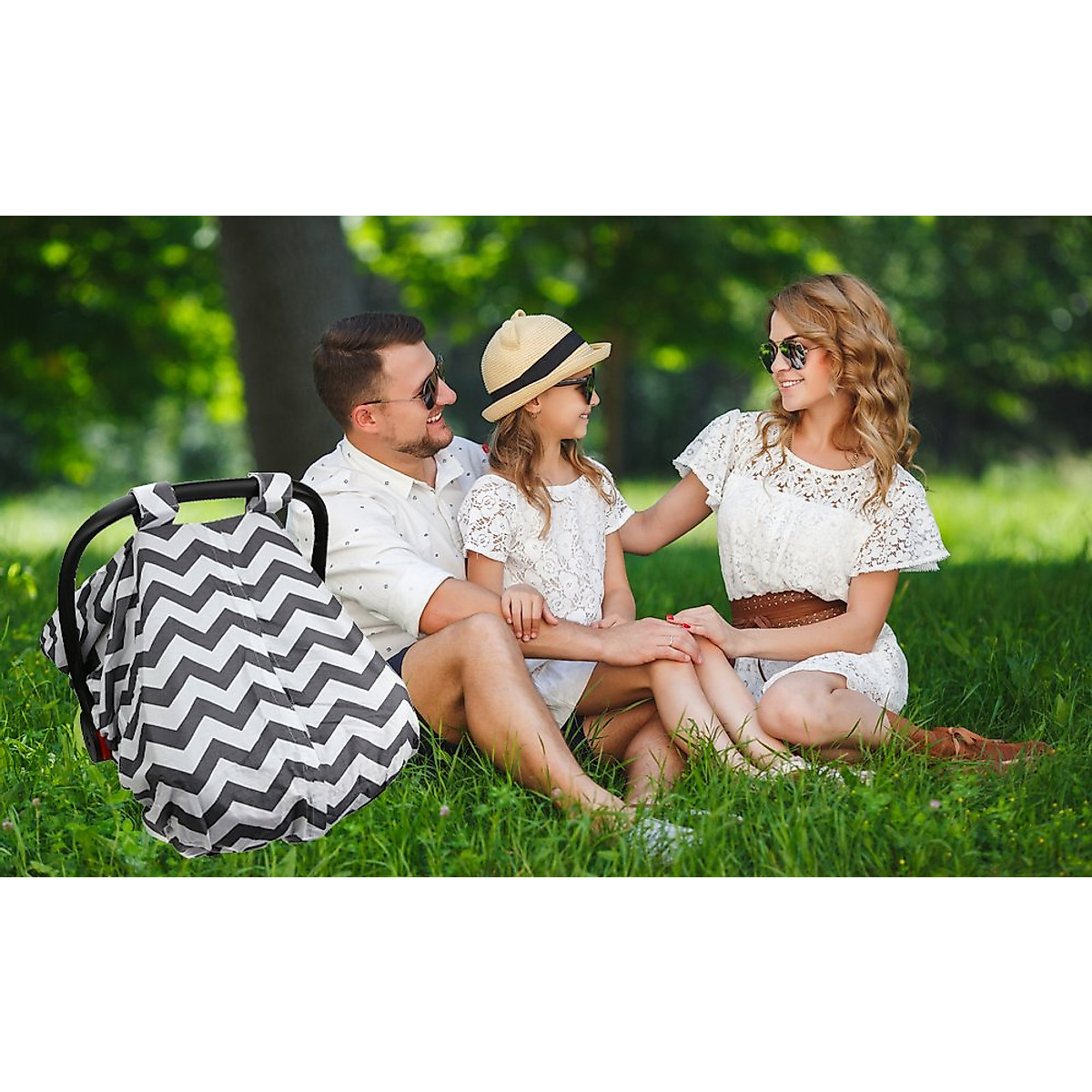 Baby Infant Car Seat Cover - Fits All Baby Car-Seats - Breathable Fabric, 100% Safe and Hygienic - Conveniently Compact Design - Machine Washable!