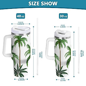 40 Oz Palm Trees Stainless Steel Tumbler with Lid and Straw Travel Insulated Tumblers