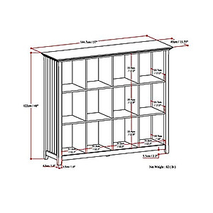 SIMPLIHOME Acadian SOLID WOOD 48 inch x 57 inch Transitional 12 Cube Storage in Distressed Grey with 12 Shelves, for the Living Room, Study and Office