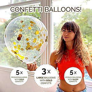 White and Gold Balloon Garland Kit with Gold Silver Confetti - Easy to Assemble 100pcs Premium White and Gold Balloons for Birthday Party - Gold and White Balloon Arch Kit for Baby Shower Balloon Arch