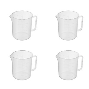 Othmro Measuring Cup 500ml PP Plastic Graduated Beaker Transparent for Lab Kitchen Liquids 5pcs