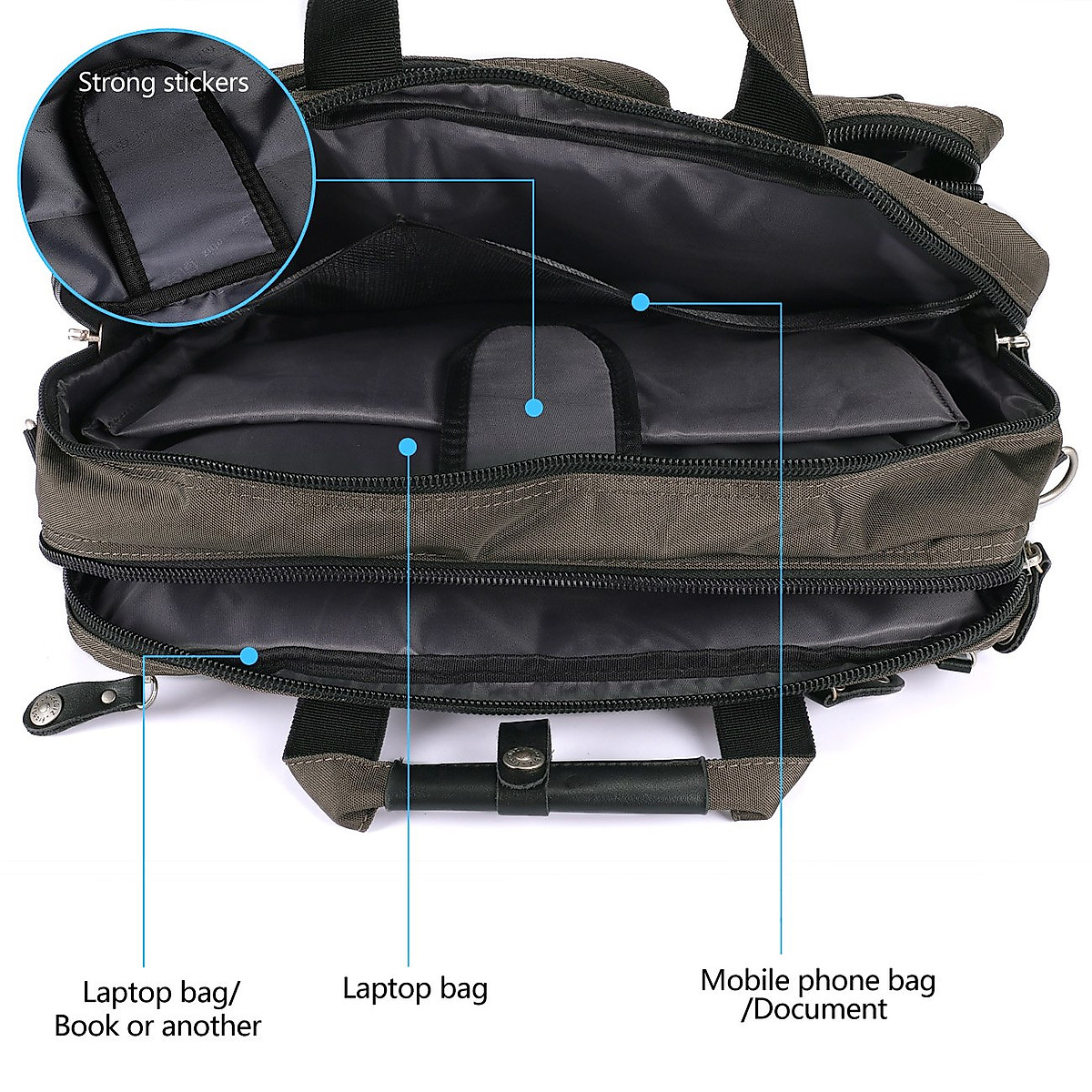 FREEBIZ 18.4 Inches Laptop Bag Multi-function Briefcase Backpack with Handle and Shoulder Strap Fits Up To 19 Inch Laptops Notebook Computer (Army Green)