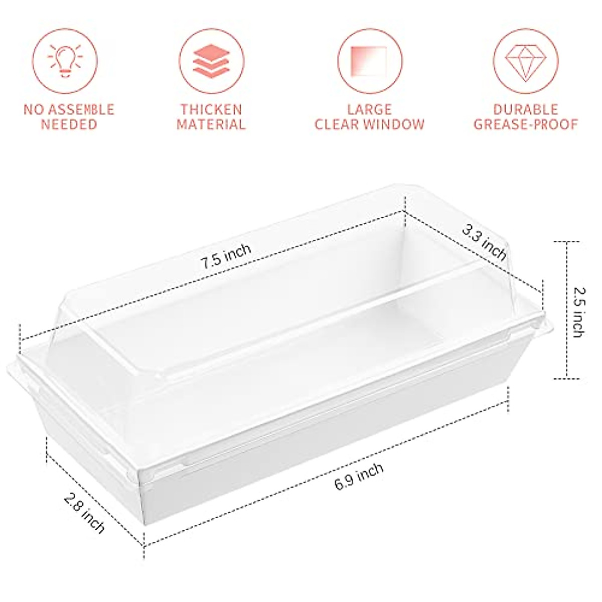 Ocmoiy Charcuterie Boxes with Clear Lids, 50 Pack White Bakery Boxes, Cookie Boxes, Small Treat Boxes for Pastry, Sandwich, Cupcakes, Strawberries, Dessert To Go Containers