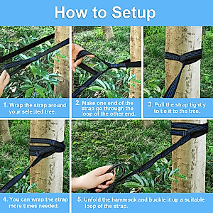 Holarun Camping Hammock Double Portable Hammocks with Lightweight 210T Nylon Parachute, Two Person Hammock Tree Straps for Backpacking, Hiking Gear, Outdoor, Travel, Beach - Navy Blue