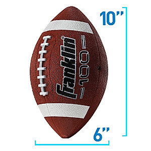 Franklin Sports Junior Football - Grip-Rite 100 - Kids Junior Size - Youth - Durable Outdoor Rubber Football - Classic Brown