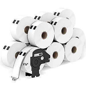 Printholic - 12 Rolls Compatible with Brother DK 1201 (1-1/7" x 3-1/2") Labels Barcode Shipping Labels - 400/Roll DK Adress Labels for Brother QL Label Printers - Include 1 Detachable Frame
