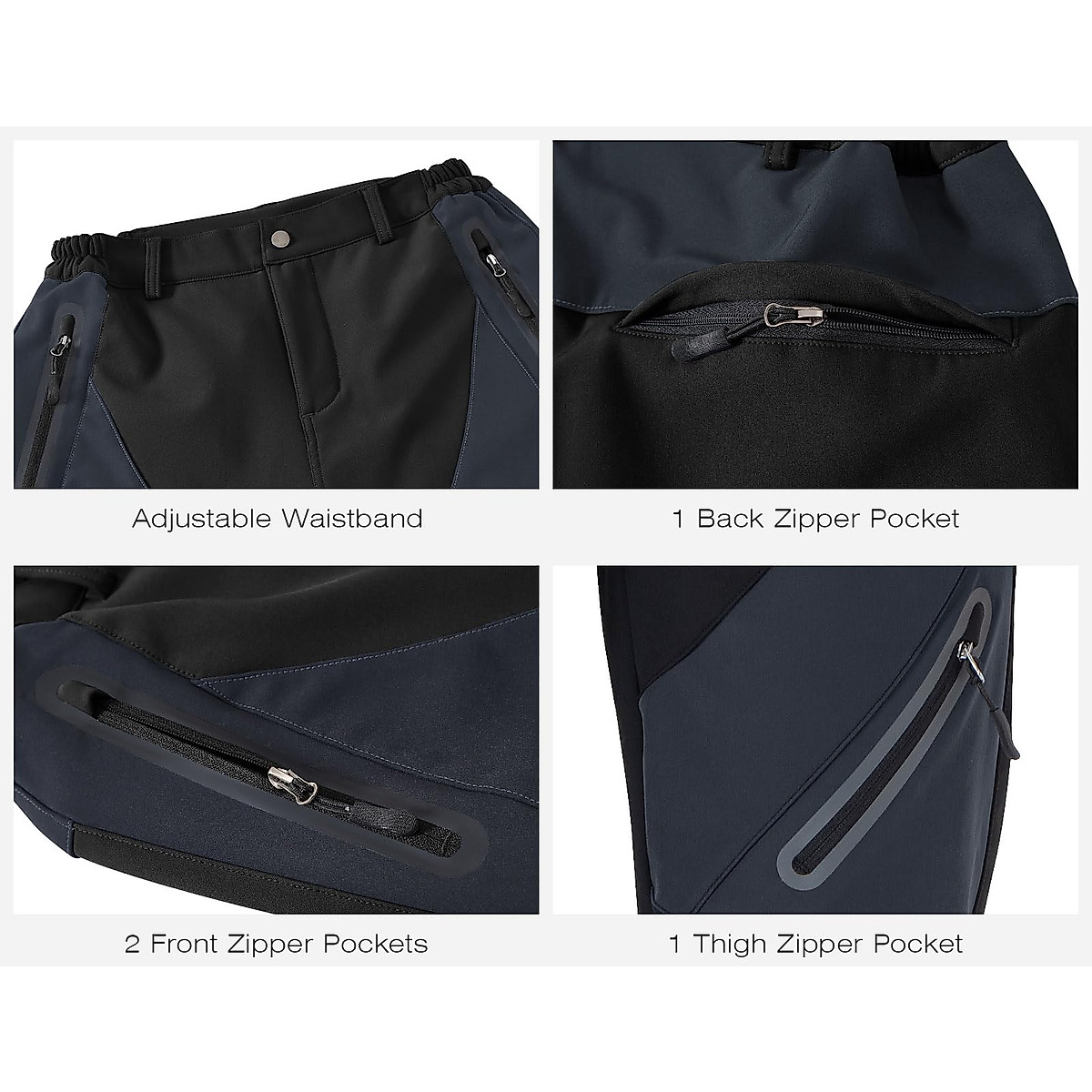 Rdruko Women's Snow Pants Waterproof Insulated Fleece Thermal Ski Hiking Snowboard Pants(Black, US M)