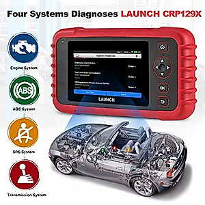 LAUNCH CRP129X Elite 2024 New OBD2 Scanner for Car, FCA AutoAuth, 8 Reset Oil/EPB/SAS/TPMS/BMS/Throttle/DPF Reset/Injector Coding, ABS SRS Transmission Engine Scan Tool, Lifetime Free Update, Auto VIN