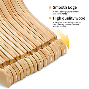 Nature Smile 20 Pack 14 Inches Juniors Preteen Older Children Wooden Clothes Hangers Wood Dress Shirt Hanger Coat Jacket Hangers with Notches and 360° Swivel Anti-Rust Chrome Hook (Natural)
