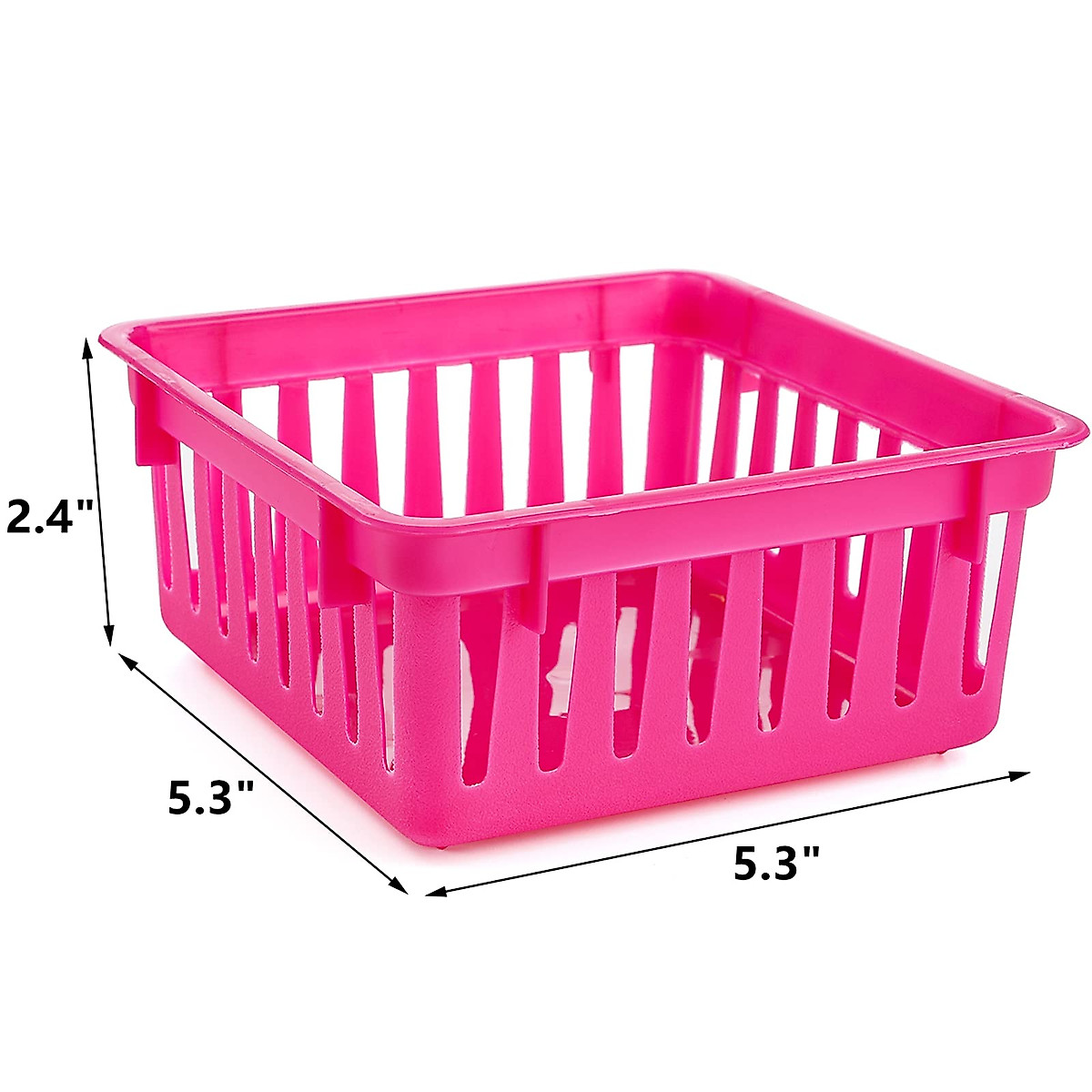 DEAYOU 24 Pack Classroom Storage Baskets, Small Plastic Basket, Crayon Pencil Container Bin Holder for Drawer, Desk, Home, Office, 5.3" L x 5.3" W x 2.4" H