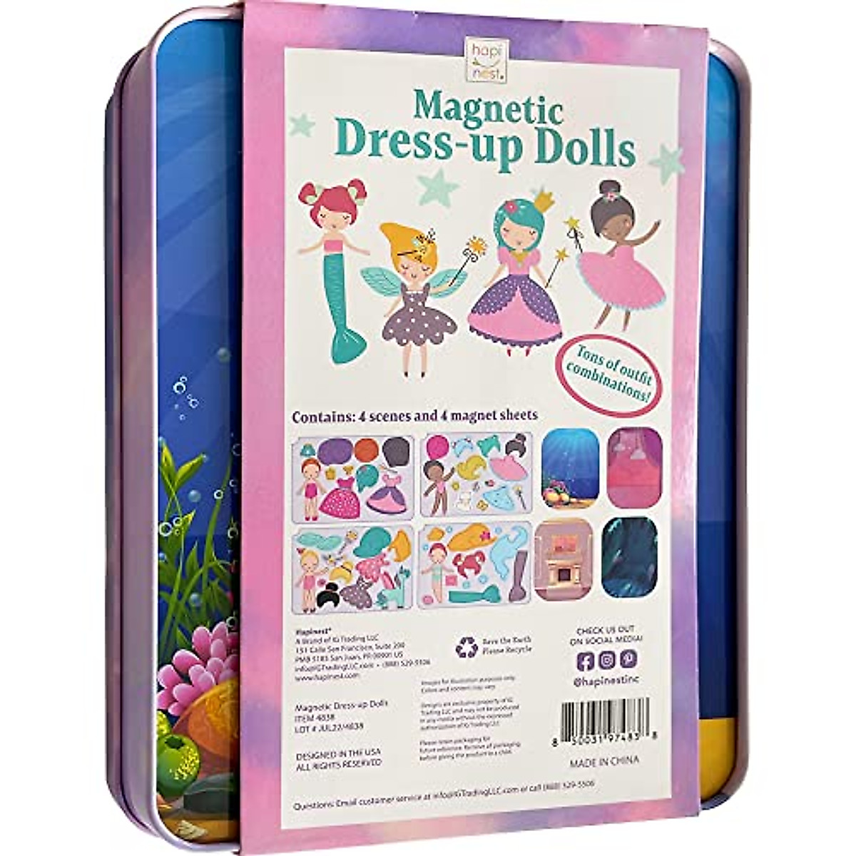 Hapinest Magnetic Dress Up Dolls for Girls, Magnet Dolls Dress Up, Pretend & Play Magnetic Travel Toys Tin Playset, Magnetic Doll Dress Up Kits for Girls Ages 4 5 6 7 Years and Up, Fairytale Fantasy