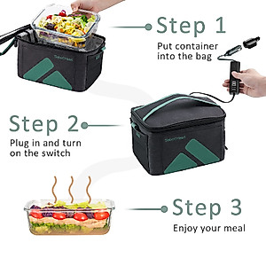 SabotHeat Smart Portable Oven for Car - 3 Adjustable Heat Levels & Timer Fast Heating Portable Food Warmer Lunch Box with for Reheating & Cooking, Lunch Box Warmer for Work, Trip, Camping