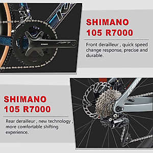 KABON Full Carbon Road Bike, 700C Carbon Fiber Frame Road Bike with Shimano 105 22 Speed Disc Brake Racing Bicycle with Carbon Wheelset (Black, 53cm)