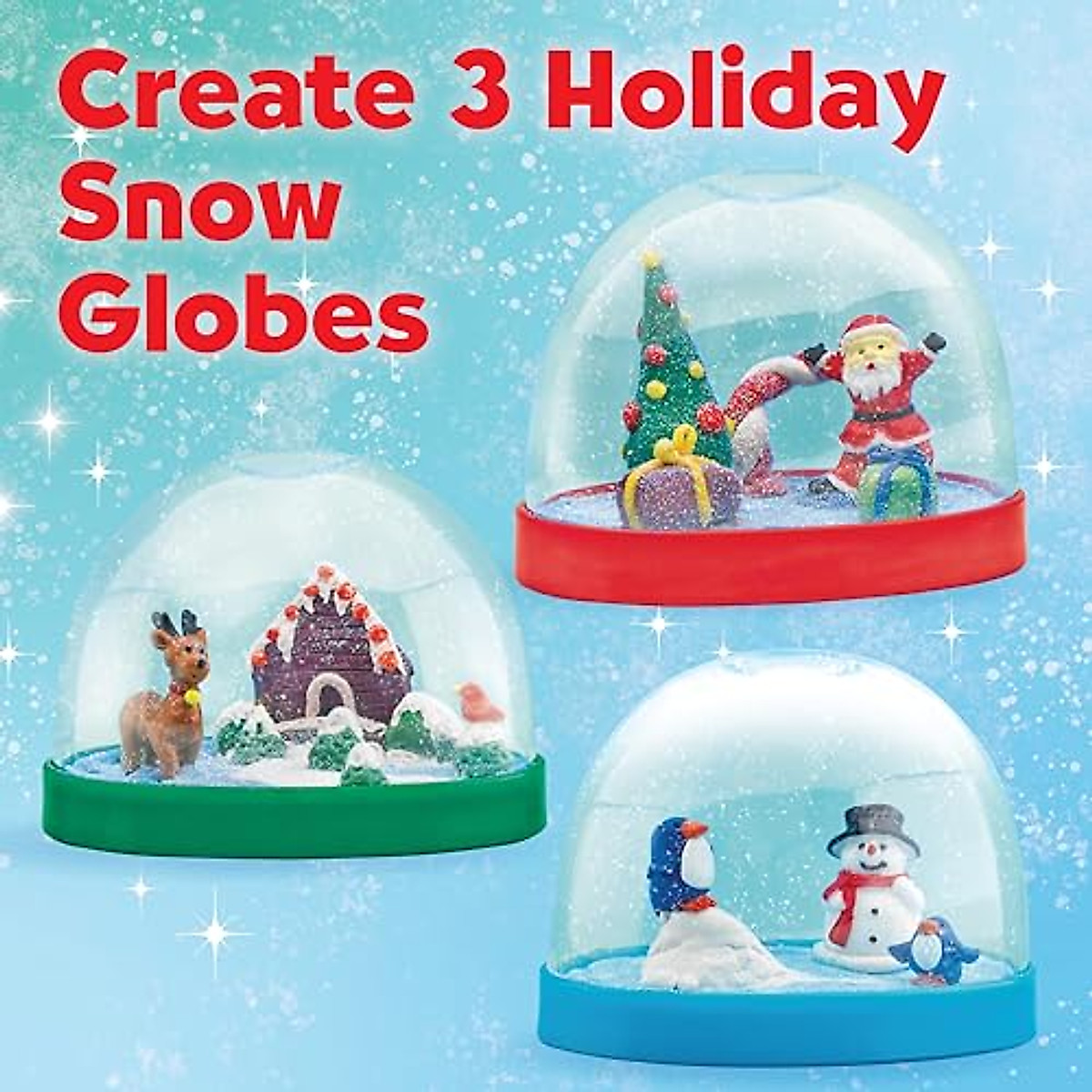 Creativity for Kids Make Your Own Holiday Snow Globes - Holiday Crafts for Kids, Create 3 DIY Snow Globes, Christmas Activities for Kids Ages 6-8+