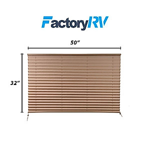 Camper Comfort 50" X 32" Cappuccino RV Pleated Shade | Camper Blinds | RV Privacy Blinds | RV Solar Shade| Motor-Coach Shades