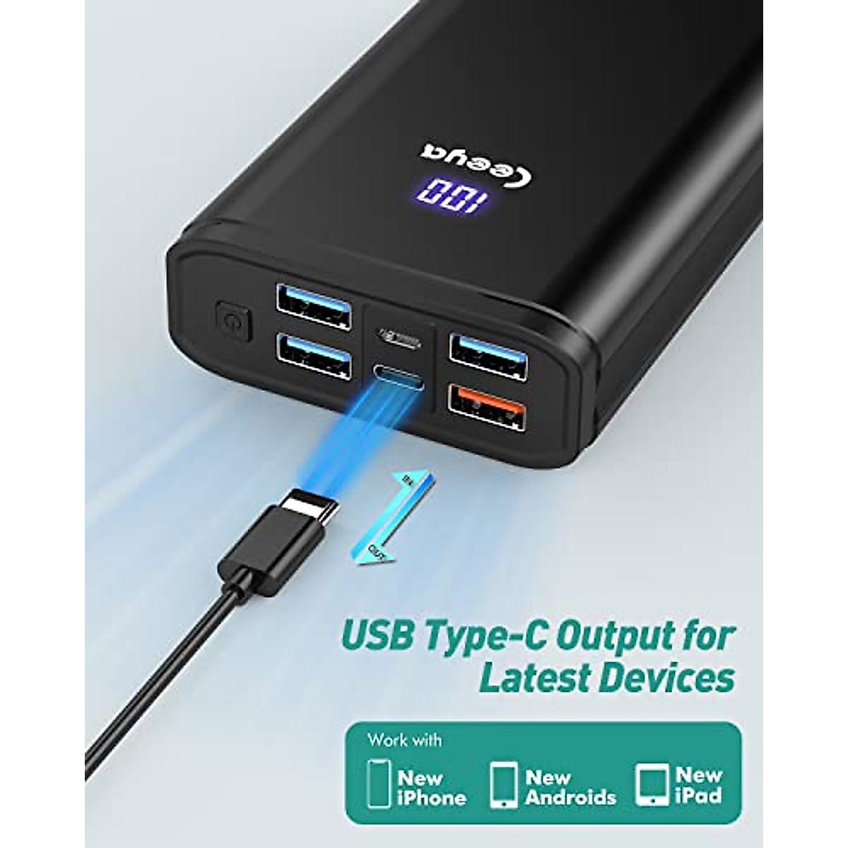 Ceeya Portable Charger PD 20W Battery Pack USB C high-Speed Charging 26800mAh Power Bank LCD Display with Type C Out & in,External Battery Backup for MacBook,iPhone 12,13,14,Samsung,Heated Vest,etc