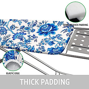 Memeaty Ironing Board Cover and Pad 18x49 Inch Ironing Board Cover with 6mm Thick Padding Scorch and Stain Resistant Cotton Ironing Covers with Elastic Edge and Hook and Loop Fasteners