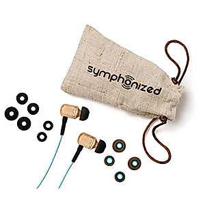 Symphonized MTRX 2.0 Premium Wired Earbuds - Wood in-Ear Headphones with Microphone & Volume Control, Noise Isolation - Corded Ear Buds for Android - Earphones for Computer & Laptop (Turquoise)