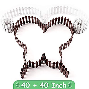 MoHern Miniature Fairy Garden Accessories, 80 Inch Fairy Garden Fence, Fairy Garden Supplies, Brown and White Fairy Garden Kits