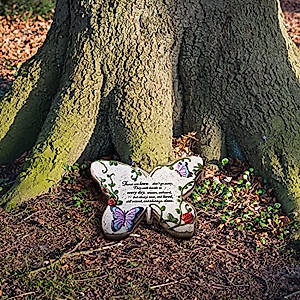 Those We Love Don't Go Away Garden Decor Garden Memorial Stones Memorial Garden Plaque Memorial Gifts for Loss of Mother Butterfly Garden Decor Stepping Stone Outdoor Memorial Plaques for Outdoors