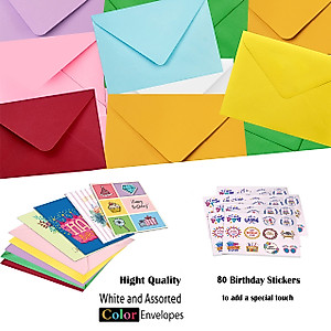 80 Unique Birthday Cards- Happy Birthday Cards Bulk With Greetings Inside – Assorted Birthday Cards With Envelopes and Stickers -Large Birthday Cards 5 x 7 inches- Birthday Cards Greeting Cards Bulk Box Set