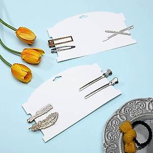 Geyee 50 Pieces Hair Clip Display Cards Hair Bow Holder Cardboard 7.8 x 4.8 Inches Claw Clip Organizer Display Cardboard Paper for Hair Bow Barrettes Accessories Display and Organizing, White