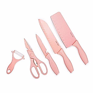 Neal LINK pink knife set with block-knife set pink kitchen accessories-knives set for Kitchen Peeler