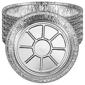 JAPCHET 20 Pack 10 Inch Round Deep Aluminum Foil Trays, 2800ML Round Foil Disposable Aluminum Foil Pan Containers for Roasting, Baking, Cooking, Reheating, Freezer & Oven Safe
