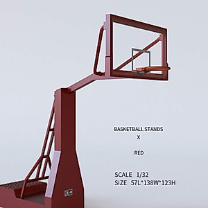 Yiju 1:32 Scale Plastic Sports Decorating Basketball Hoop for Action Figure Life Scene Props Decoration & Collection Toys, Red