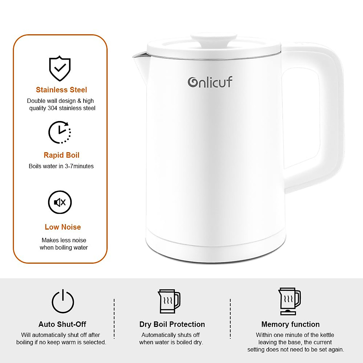 Onlicuf Temperature Control Electric Hot Water Kettle, 6-in-1 Electric Tea Kettle with 304 Stainless Steel Interior,1.5 Liter,Auto-Off & Boil-Dry Protection, Keep Warm, Fast Boiling, BPA Free