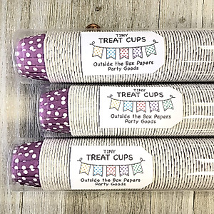 Bulk MINI Candy Nut Paper Cups - Valentine Birthday Easter - Mini Baking Liners - Purple White Polka Dot - 100 Pack
