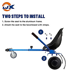 LJX Hoverboard Seat Attachment, Go Kart, Hoverboard Accessories for 6.5” 8” 10” Hoverboard, Wider Seat, Suitable for All Ages (Blue)