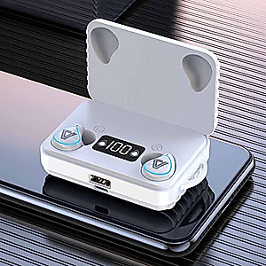 Wireless Bluetooth Headphones, with Charging Case, LCD Display, Noise Cancelling Microphone, HiFi Stereo Sound, 2000 mAh Charging Box, for Sport, Gaming