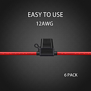 12 AWG Inline Fuse Holder - 12 Gauge Fuse Holder for 30A Blade Fuse (6 Pack)