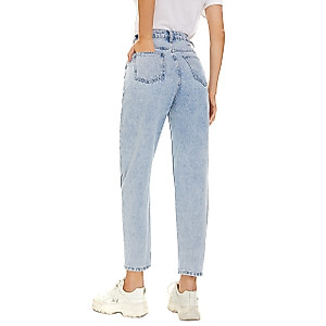 DECIVI Women High Rise Tapered Jeans Wedgie Loose Fit Denim Pants Ankle Length